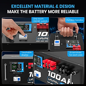 VATRER POWER 48V 100AH Lithium LiFePO4 Battery, Built-in 100A BMS, with Touchable Smart Display & Mobile APP, Max. 4800W Power Output, 5000+ Cycles, Perfect for Solar System &Off-Grid Applications