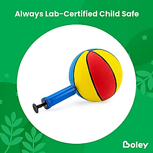 Boley Rubber Basketball Set with Pump - 3 Pk 22 inch Size 3 Indoor & Outdoor Basketballs for Kids 3+