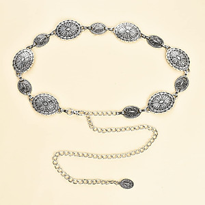 ILuvatar Waist chain women's metal chain dress with butterfly sweater chain Silver retro waist chain punk belt