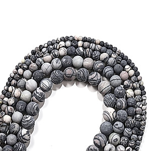 YU 1strand 4/6/8/10/12mm Matte Black Web Jaspers Stone Round Loose Spacer Beads for Bracelet Jewelry Makings Supplies T314 (Color : Web Jaspers Stone, Item Diameter : 10mm)