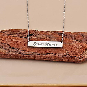 Love Wind Long Bar Necklace Personalized Cobi Nameplate Monogram Initial Necklace for Women