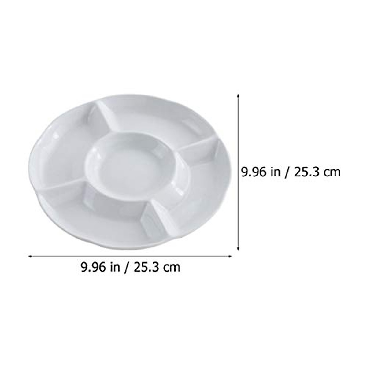 DOITOOL Divided Serving Dish Plastic Melamine Round Relish Platter Tray Appetizer Compartment Bowl for Chips Dip Veggies Candy Snacks