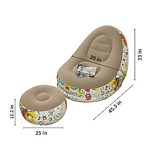 BDL Inflatable Deck Chair with Household air Pump, Lounger Sofa for Indoor Living Room Bedroom, Outdoor Travel Camping Picnic (Graffiti with Grey)