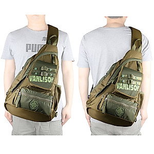 Sling Bag with USB Charging Port, Sling Backpack USB, Larswon Shoulder Backpack, Large Crossbody Bag, Chest Bag Large Army Green