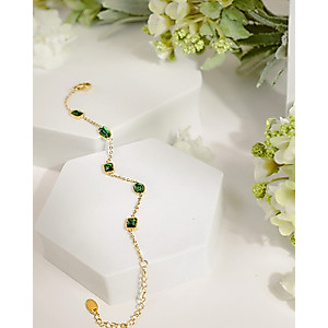 Tennis Bracelets for Women, Tennis Bracelet, Green Bracelet, Emerald Jewelry, 18K Gold Plated Emerald Green Bracelets for Women by SNGIA, Amethyst Bracelet, Green Bracelet, Gold Tennis Bracelet,