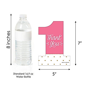 Big Dot of Happiness 1st Birthday Girl - Fun to be One - Shaped Thank You Note Cards with Envelopes - First Birthday Party - Set of 12