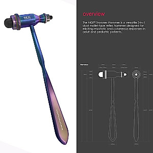 MDF Instruments, Engravable Tromner Neurological Reflex Hammer with Pointed Tip Handle for Cutaneous & Superficial Responses Personalized Custom - Free-Parts-for-Life (MDF555) (Kaleidoscope (Rainbow))