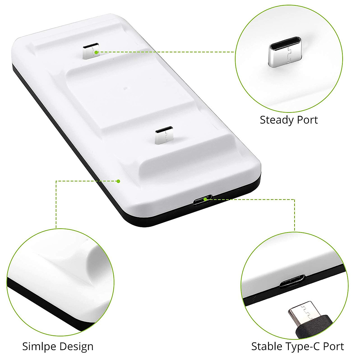 Mini PS5 Controller Charger, LiNKFOR Charging Dock Station for PS5, Fast Dual Charger Accessories for PlayStation 5 DualSense Controller with USB Cable, White