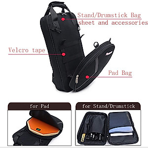 MoonEmbassy Silent Drum Pad Bag for 12 Inch,Drum Practice Pad Bag,Waterproof,with Adjustable Dual Straps Dumb Drum Practice Pad Bag