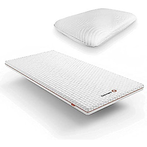 The Premium Mattress Topper by Dormeo (Twin) and True Evolution Pillow Bundle