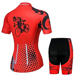 Women's Short Sleeve Cycling Jersey Set Road Bike Shirt Shorts with 3D Padded XL