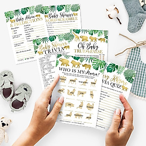 50 Safari Baby Prediction And Advice Cards, Trivia Games, etc, 25 Baby Animal Matching, Nursery Rhyme Game - 6 Double Sided Cards Baby Shower Games Funny, Baby Shower Ideas Baby Sprinkle Games