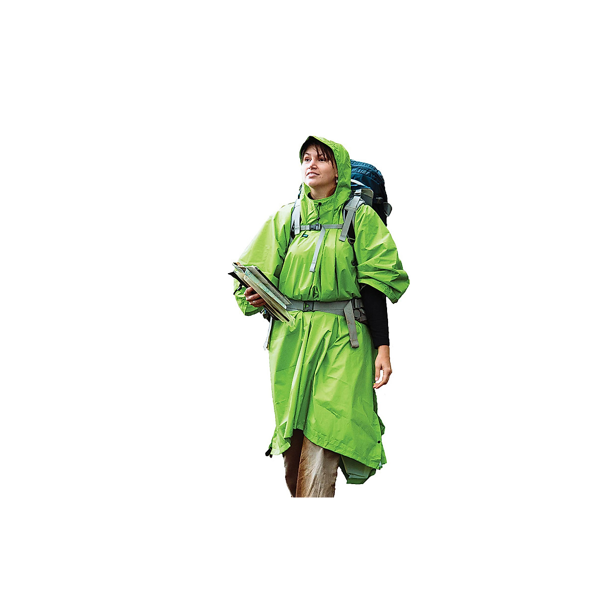Sea to Summit Nylon Tarp Poncho 4-in-1 Raincoat, Pack Cover, Groundsheet, and Shelter, Apple Green