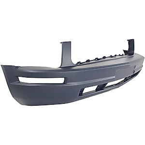 Evan Fischer Front Bumper Cover Compatible with 2005-2009 Ford Mustang, Primed For Models With Fog Light Holes With turn signal light holes With Pony Package FO1000574
