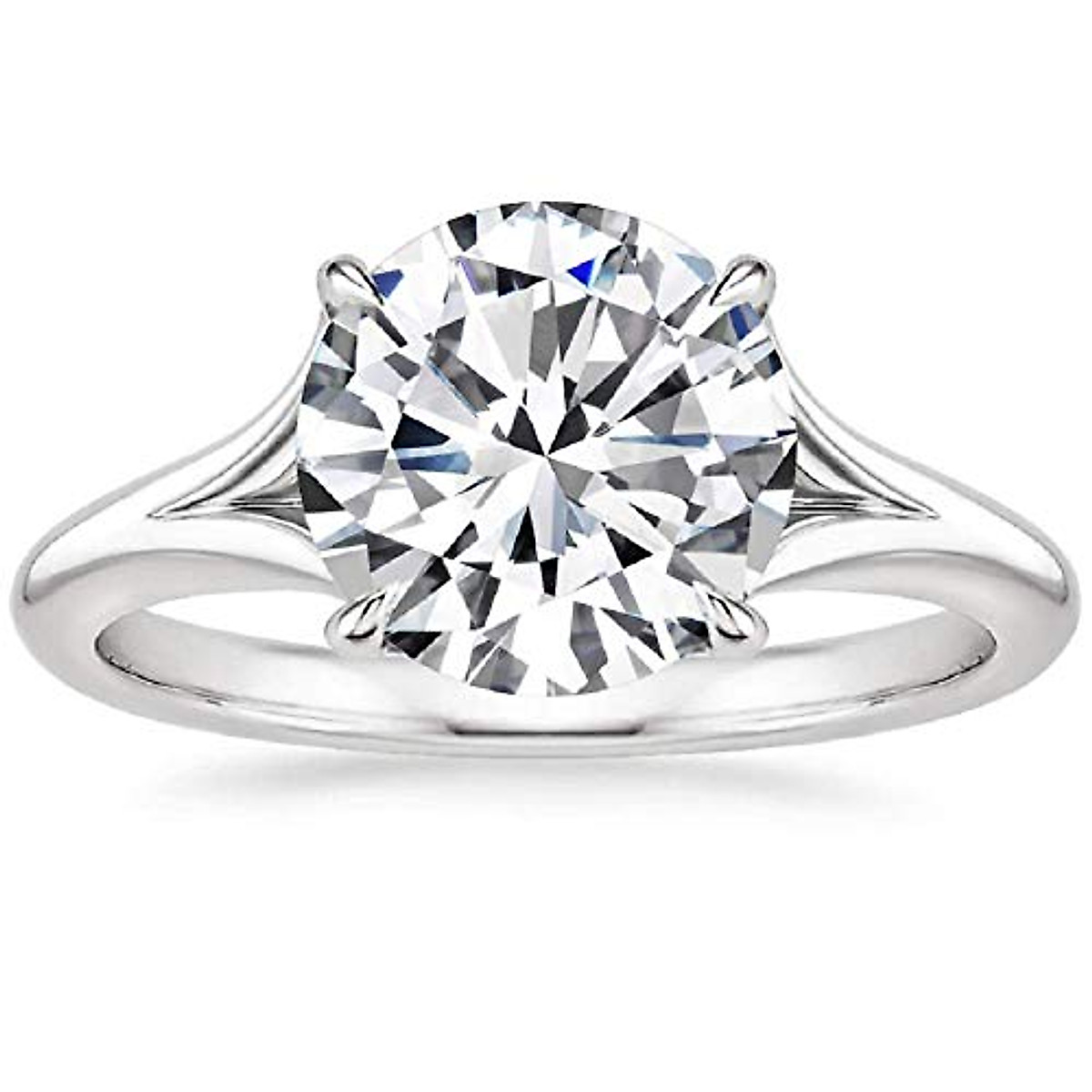 Diamondrigo Reverie Round Cut Moissanite Ring for Engagement, Wedding, Anniversary, Promise, Gift, Birthday, Gratitude (Solitaire, Divided Shank, 2.50CT, VVS1, Near Colorless) (8.5)