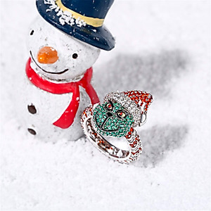 Jeulia 1.5 Carat Christmas Monster Inspired Sterling Silver Ring Round Cut CZ Engagement Ring Anniversary (green, 9)