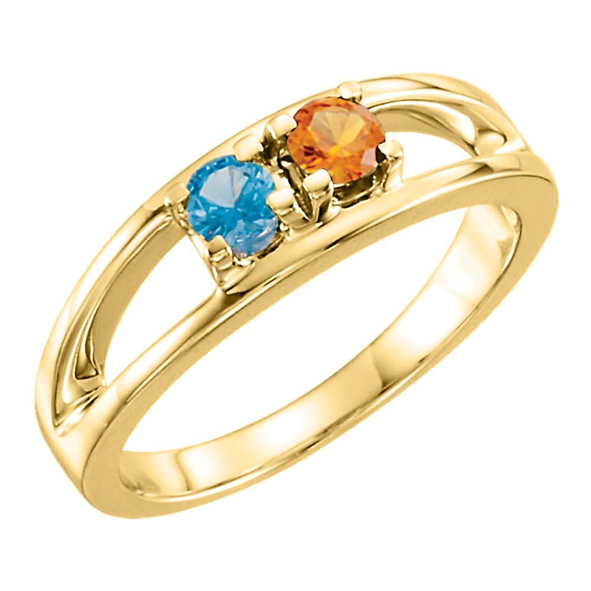 2 to 7 Birthstones Family Mother's Ring in Solid 10K Yellow Gold or Sterling Silver