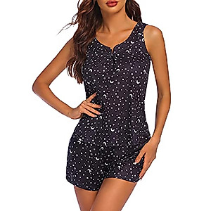 Ekouaer Pajamas Sets for Women Tank Tops with Shorts Sleepwear Nightwear Pj Set S-XXXL