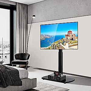 YOMT Universal Floor TV Stand with Mount Swivel and Height Adjustable TV Stand for Most 27 to 65 inch LCD LED OLED TVs,Space Saving No Drill Corner TV Stand Mount for Bedroom Living Room,Black