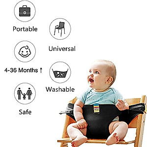 Lychee Harness Seat for High Chair Baby Feeding Safety Seat with Strap, Toddler Booster Harness Belt Portable Dining Seat Strap for Travel Home Restaurant Shopping (Black)