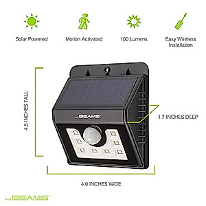 Beams Solar Wedge 8 LED 100 Lumen Outdoor Security Motion Sensor Wall Light, 4-Pack, Black