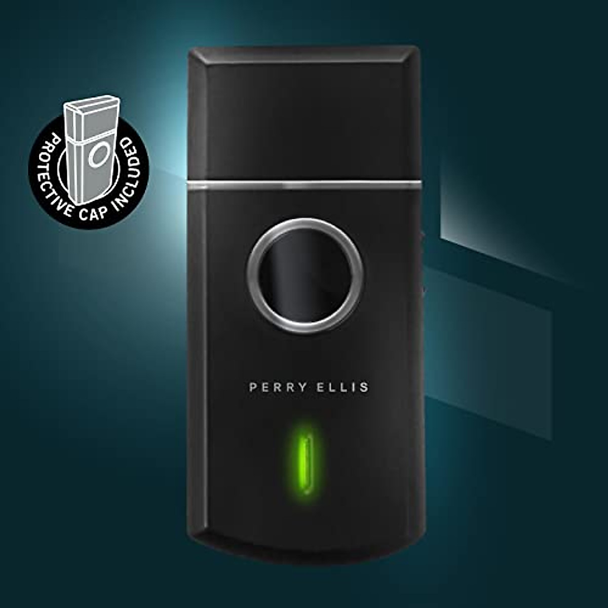 Perry Ellis Mens Travel Electric Shaver | Nickel Foil Shaver, Beard Trimmer for Men | USB Rechargeable Face Shaver, Facial Hair Trimmer for Men | 150-Min Batt | IPX4 Water-Resistant, Protective Cap