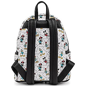 Loungefly Disney Mickey Minnie Mouse Donald Daisy Mini Backpack Handbag White