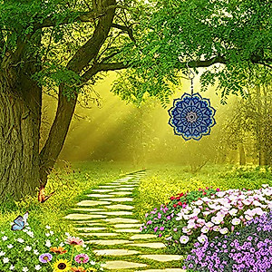 UOUDIO 3D Mandala Wind Spinner - Indoor Outdoor Stainless Steel Garden Decoration Crafts Ornaments (Blue Wind Spinner)