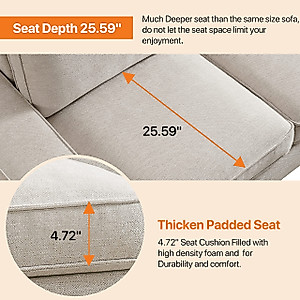 Luffield Chenille Loveseat Couch -71.3" Modern Design Sofa for Livingroom Clearance with Solid Wood, Metal Frame, Durable，Removable Back Cushion and Seat Cushion, Easy Cleaning(Beige)