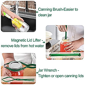 Canning Supplies Starter Kit, 11pcs Canning Kit Home Canning Tools Set for Canning Pot Manson Jars - Jar Lifter, Lid Lifter, Jar Wrench, Funnel, Can Tong, Jar Brush, 4 Set Canning Lids and Rings
