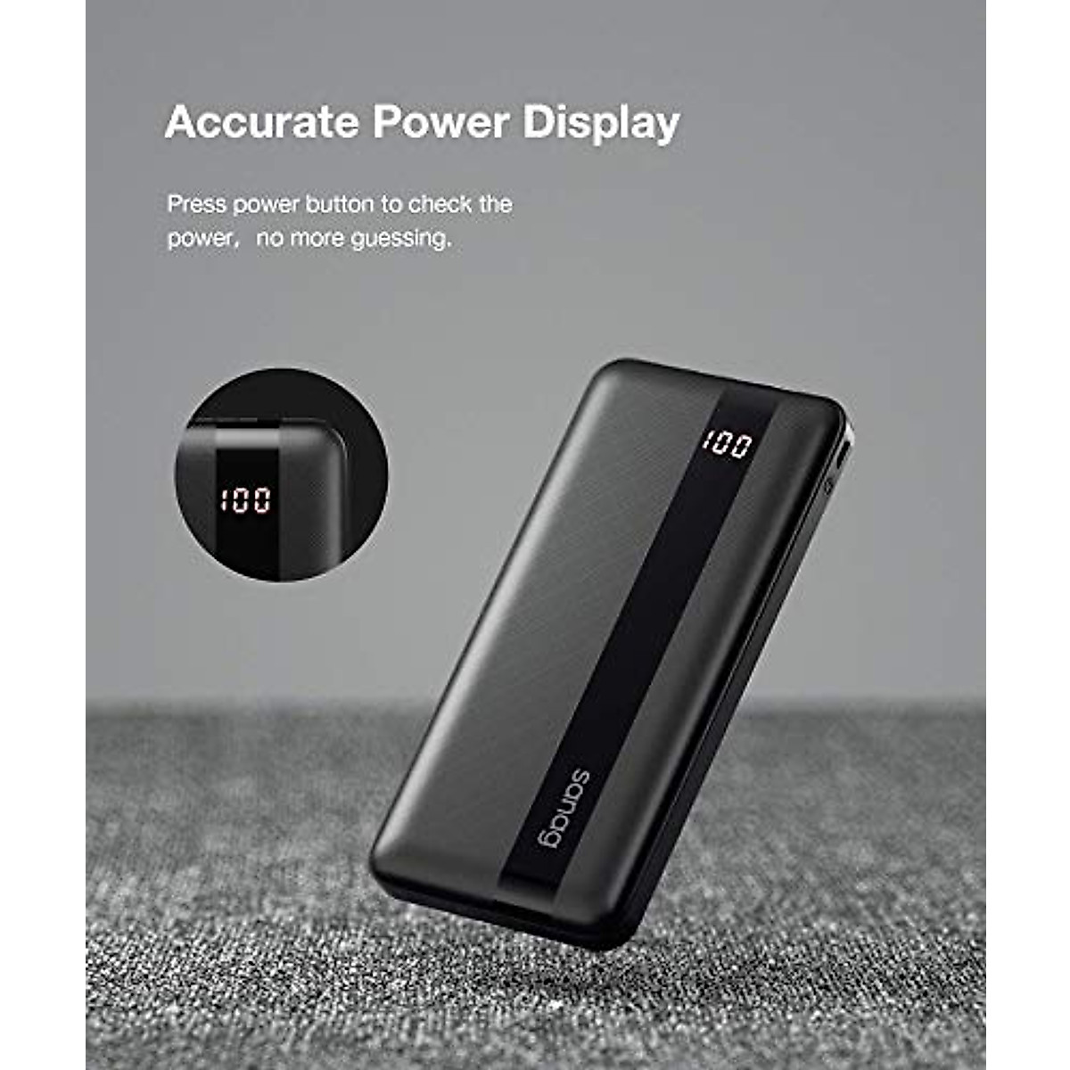 Portable Charger,SANAG 10000mAh Power Bank Built-in USB C/Micro USB Cables,LCD Display Ultra Slim Fast Charging External Phone Battery Pack Compatible with iPhone iPad Samsung Pixel and More