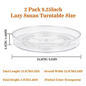2 Pack Lazy Susan Organizer for Cabinet, 9 Inch Clear Lazy Susan Turntable Organizer for Refrigerator, Rotating Lazy Susan Organizer Tray for Pantry Countertop, Spice Rack Organizer and Storage