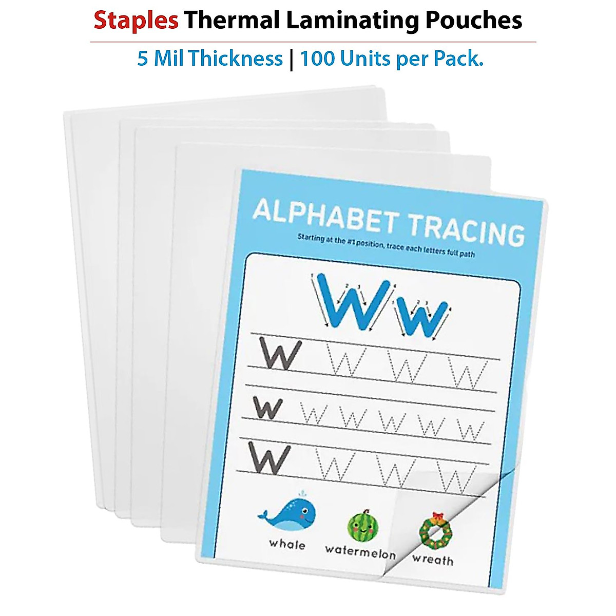 Staples 489526 5 Mil Thermal Laminating Pouches Letter Size 100 Pack