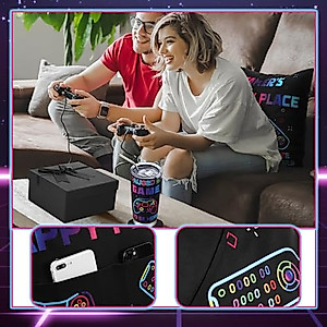 Pickmesh 12 Pcs Gamer Gifts Gaming Gifts for Men Father Him Video Box Include Pillow Cover Tumbler Socks Coaster Keychain for Boyfriend Husband Birthday