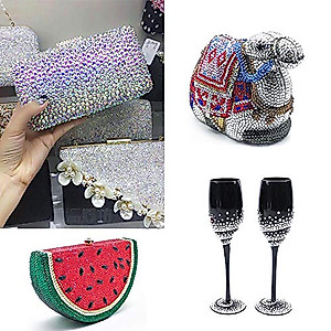 OUTUXED 5040pcs Clear Rhinestones for Crafts, Flatback White Nail Rhinestone Gems, Craft Glass Diamonds Stones with Tweezers and Picking Rhinestones Pen, SS6-SS20 Crystal