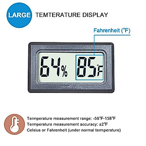 Veanic 4-Pack Mini Digital Thermometer Hygrometer Meters Gauge Indoor Large Number Display Temperature Fahrenheit (℉) Humidity for Home Office Humidors Jars Incubators Guitar Case