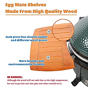 KAMaster Wooden Side Shelves for MiniMax Big Green Egg,Red Oak Wood Egg Mates Big Green Egg Accessories Egg Mates for The MiniMax Egg Side Tables Grill Parts Replacement Grill Smoker