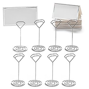 Jofefe 24Pcs Unique Table Number holders with 24Pcs Place Cards, Place Card Holder, Table Card Holders, Table Number Stands, Photo holder Name Card Picture Clips for Wedding, Birthday Party
