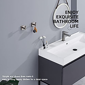 KOKOSIRI Robe Hook Bathroom Towel Coat Hooks for Bath Kitchen Wall 2 Pack Brushed Nickel Stainless Steel B1013BR-P2