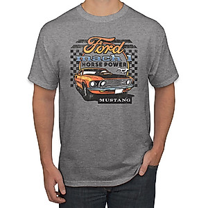 Ford Mustang Mach 1 Horse Power Classic Racing Cars and Trucks Men's Graphic T-Shirt, Heather Grey, 3X-Large