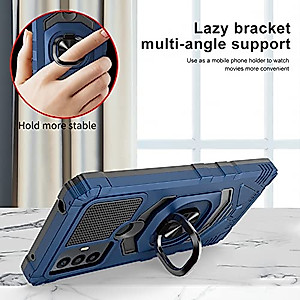 Ailiber Case for TCL 30 SE, TCL 30 SE Phone Case with Screen Protector, Ring Kickstand for Magnetic Car Mount Military Grade, Heavy Duty Shockproof Protective Cover for TCL TCL 30E/30 SE 6.52”-Blue