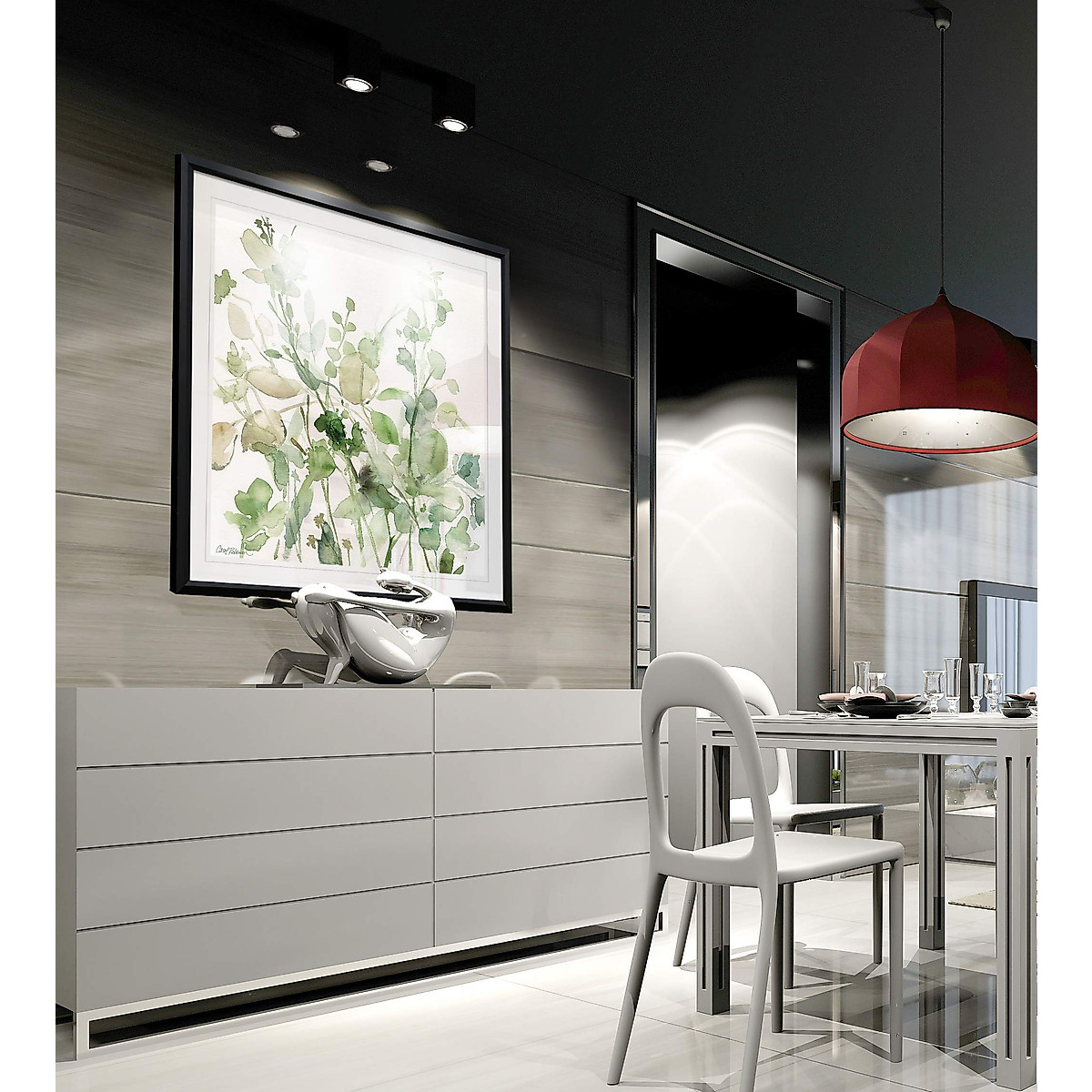 Renditions Gallery Sage Garden II Leaves Art Framed Contemporary Artwork Giclee Canvas Prints Modern Home Wall Decor Painting, 16x16