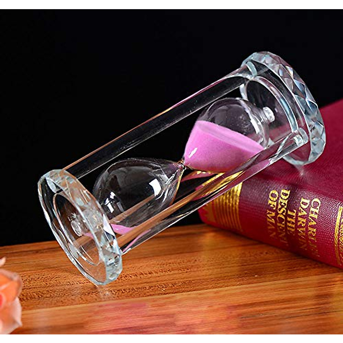 Crystal Hourglass 15/30/60 Minutes Sandglass Timers Kitchen Cooking Sand Clock Timer Home Office Christmas Birthday Present Gift Box Sand Glass (30 Minutes, Pink)