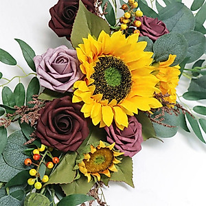 Colcolo 2Pcs Flower Swag Sunflowers Flower Garland Decor for Ceremony Backdrop