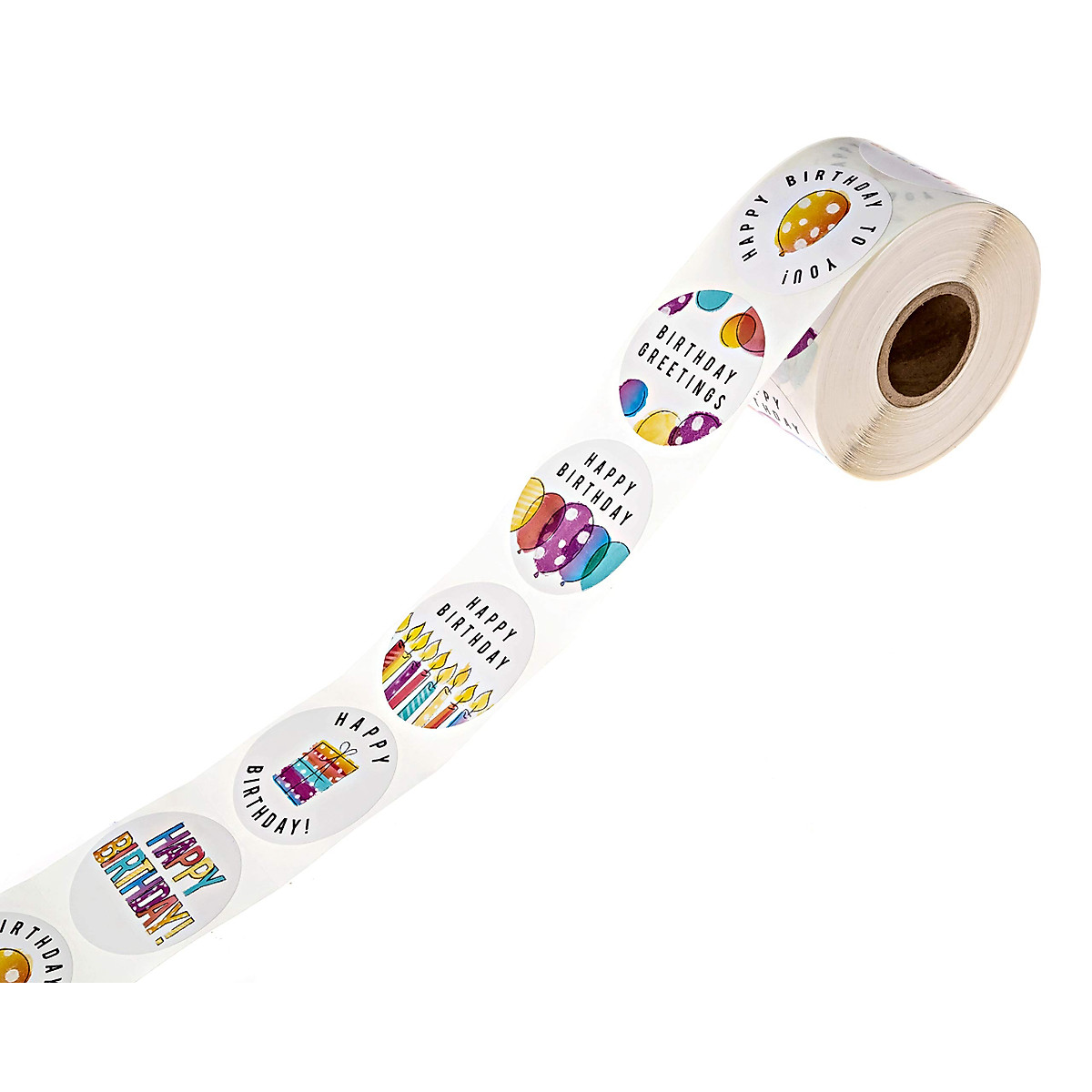 Modern, Vibrant Watercolor Birthday Stickers / 6 Bright Birthday Designs / 500 Colorful Rainbow Birthday Labels / 1.5" Happy Birthday Envelope Seals