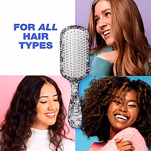 The Knot Dr. hair brush by Conair - Detangling hair brush - Removes Knots and Tangles in wet or dry hair- hair brushes for women - Floral Print