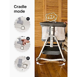 Earth&ME Baby Bassinet Bedside Sleeper with Rocking - All Mesh Portable Bedside Crib for Safe Co-Sleeping, Storage Basket and Wheels, Adjustable Height, Includes Travel Bag, Mosquito Net