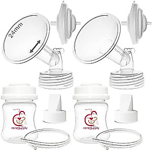 Nenesupply 24mm Pump Parts Compatible with Spectra S2 S1 9 Plus Breast Pump Replace Spectra Pump Parts and S2 Accessories Incl 24mm Flange Duckbill Valve Tubing Backflow Protector Bottles