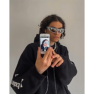 ADE WU Wrap Around Fashion Sunglasses for Women Men Trendy y2k Silver Sport Sun Glasses Goggles Futuristic Shades