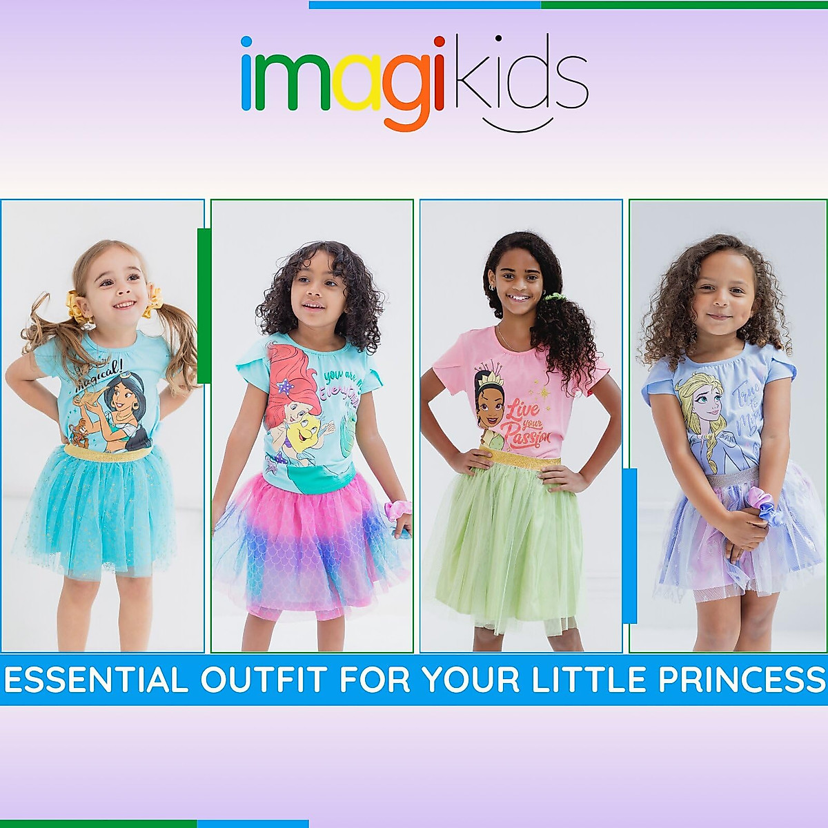 Disney Frozen Elsa Toddler Girls T-Shirt Mesh Skirt and Scrunchie 3 Piece Outfit Set 5T